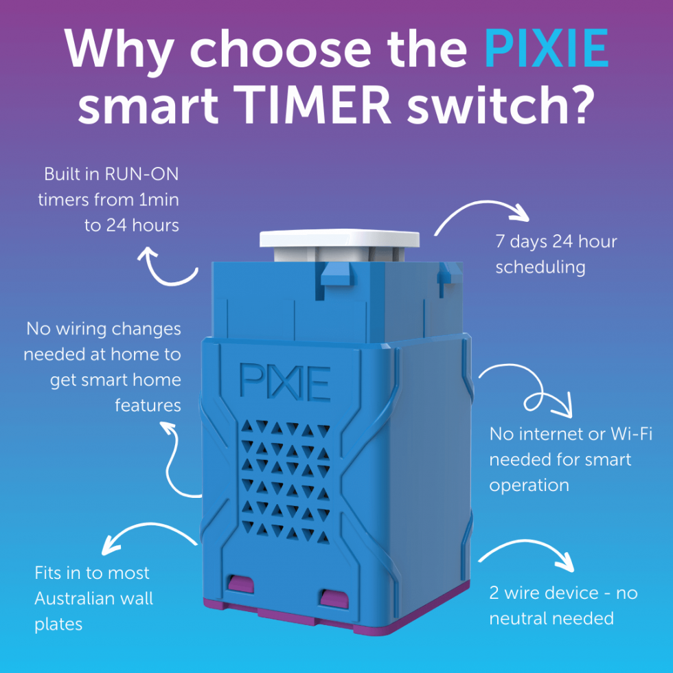 PIXIE Smart Timer - Smart Exhaust Fan Run-On Timer Switch - Smart Bathroom Extractor Fan